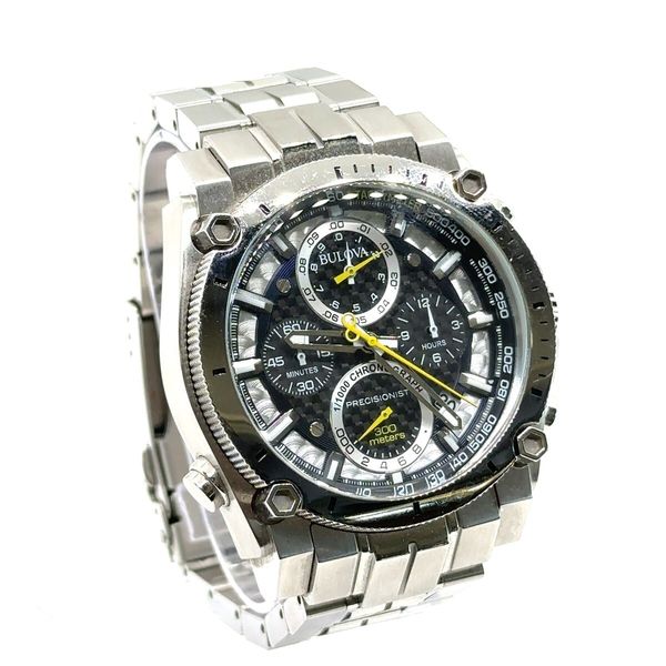 BULOVA ICON PRECISIONIST MEN'S BLACK DIAL STAINLESS STEEL WATCH 96B1 ...