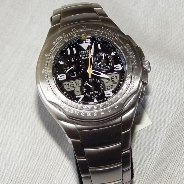 Citizen Eco-Drive Skyhawk Pilot Chronograph Stainless Steel Watch ...