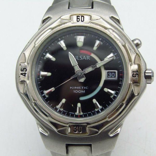 SEIKO PULSAR KINETIC WATCH 5M42-0K00 WORKS, NEED CLEANING? SEE ...
