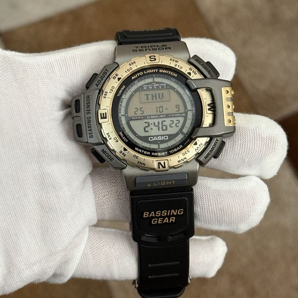 NOS Rare Vintage Casio Pro Trek Bassing Gear PRT-40 Triple Sensor ...