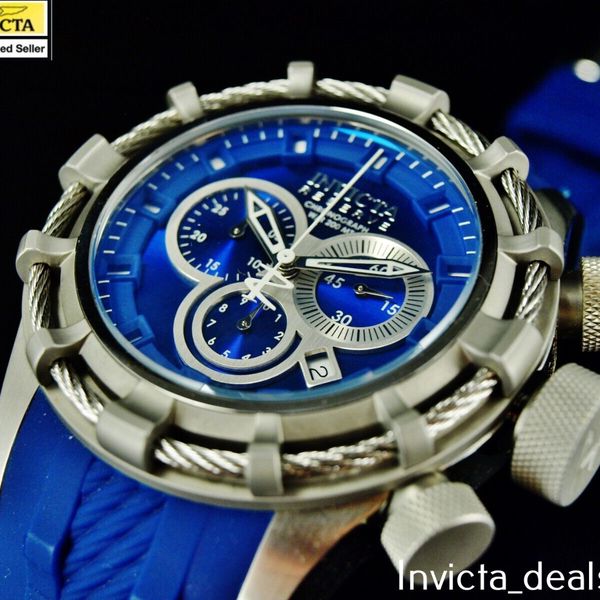 Rare Invicta Men's 50mm BOLT Reserve SWISS MADE Chronograph BLUE DIAL ...