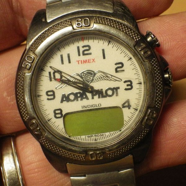 TIMEX AOPA PILOT INDIGLO EXPEDITION WATCH STAINLESS STEEL WR50MM I ...