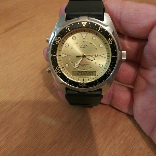 Casio AMW-320D 1374 Module 100M Men's Divers Alarm Chronograph Watch ...