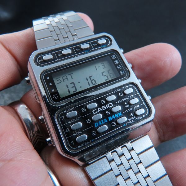 Rare CD-401 Casio Data Bank Calculator LCD Quartz Men Watch ...
