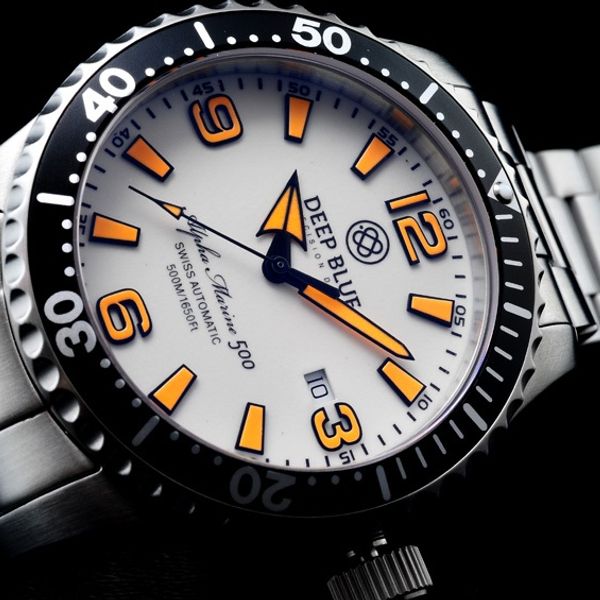 FS: Deep Blue Alpha Marine 500 White/Orange SOLD | WatchCharts