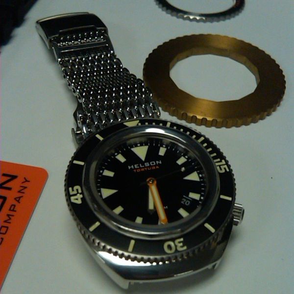 SOLD: Helson Tortuga, Black Dial w/Shark Mesh Bracelet | WatchCharts ...