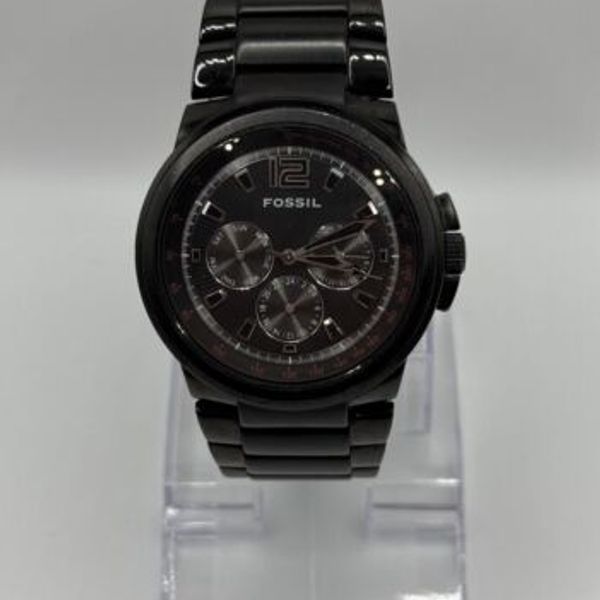 Fossil FS-4123 Arkitekt Black Dial/Band S- Steel Men's Chronograph ...
