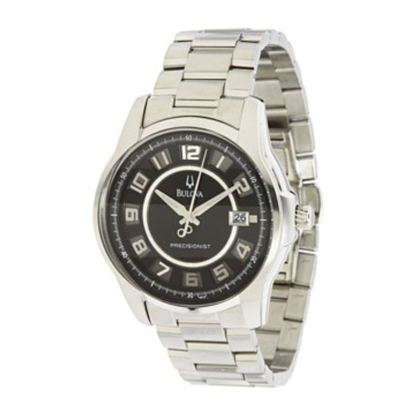 FS: Bulova 96B129 Mens Precisionist Claremont Black Dial Steel Bracelet ...