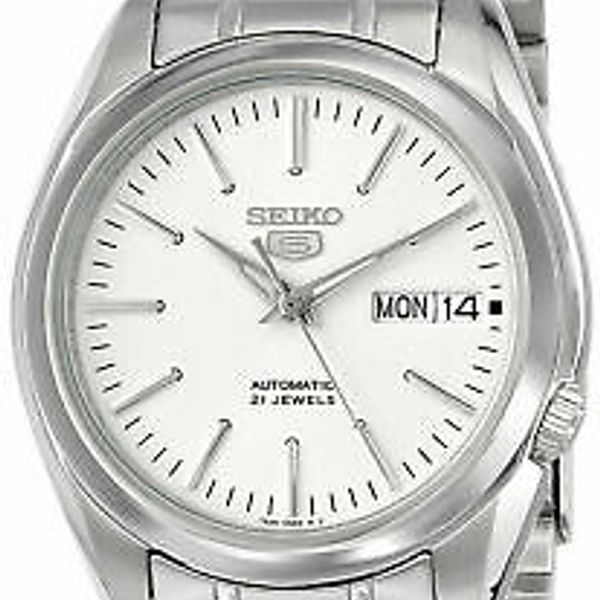 Seiko Men's SNKL41 Seiko 5 White Dial Stainless Steel Automatic Watch ...