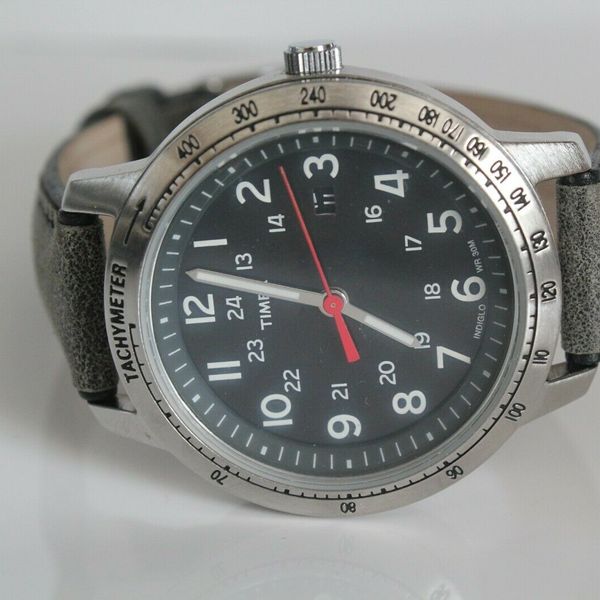Men's Timex Wrist Watch Tachymeter date Indiglo WR 30 V9 T2N639 Working ...
