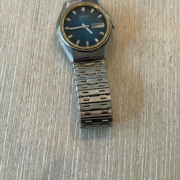 Seiko Vintage Watch Stainless Blue Face 3803-7050 Stretch Band ...