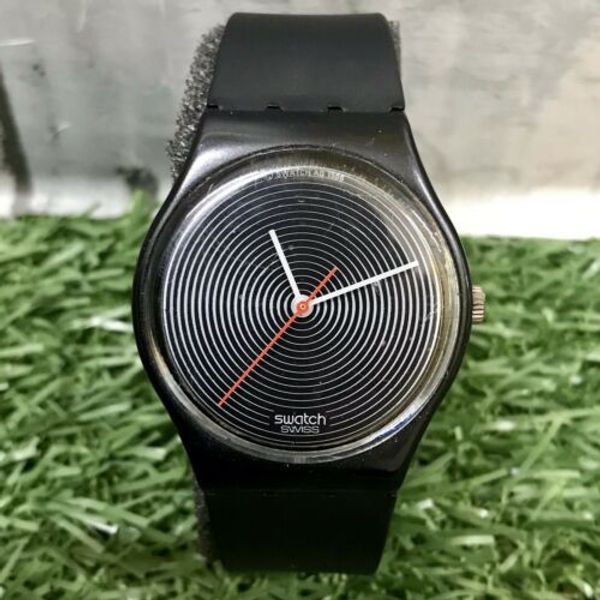 Vintage Retro Swatch 629 Black Artistic Circles Swiss Made Wristwatch ...