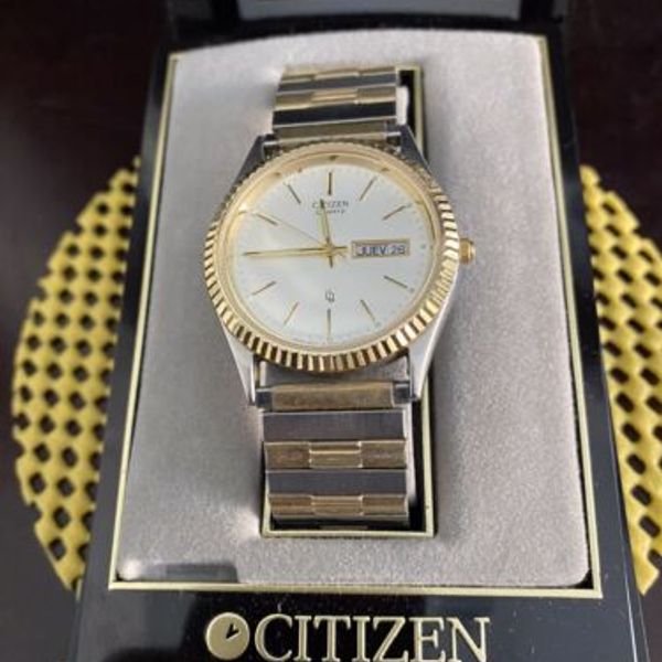 Citizen Mens Quartz Watch 6100-R00405 RC Two Tone Stretch Band Dial ...
