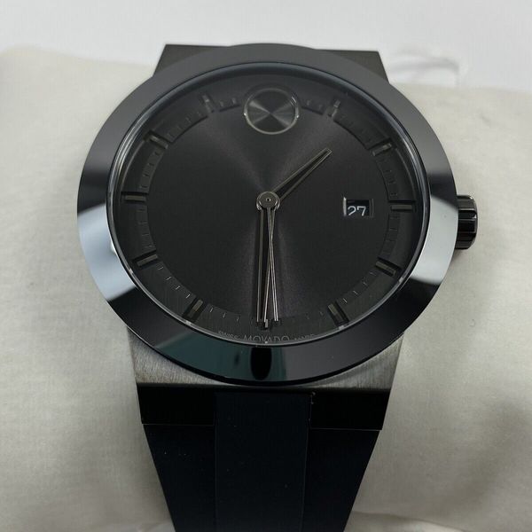 Movado Bold Fusion SWISS Quartz Black Dial Rubber Strap Men's Watch ...