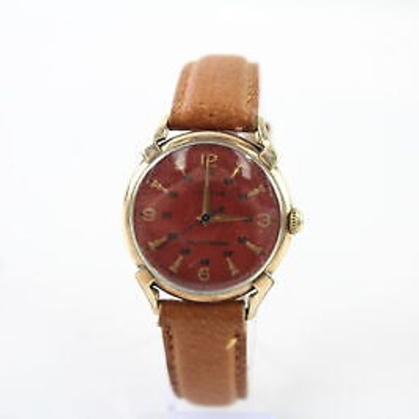 Mens Vintage Bulova Red Dial Gold Tone Watch Automatic Working ...