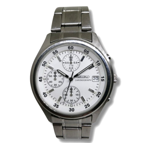SEIKO Chronograph V657-7100 White Dial 39mm Watch NEW BATTERY From ...