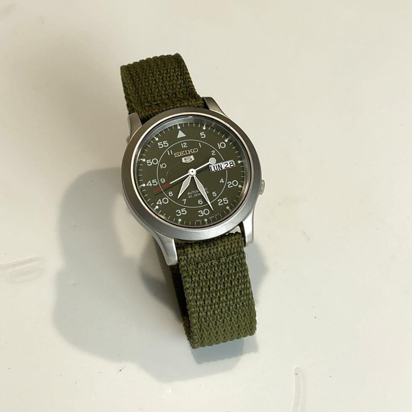 Seiko 5 Automatic SNK805 SNK805K2 Mens Green Dial Nylon Strap Military ...