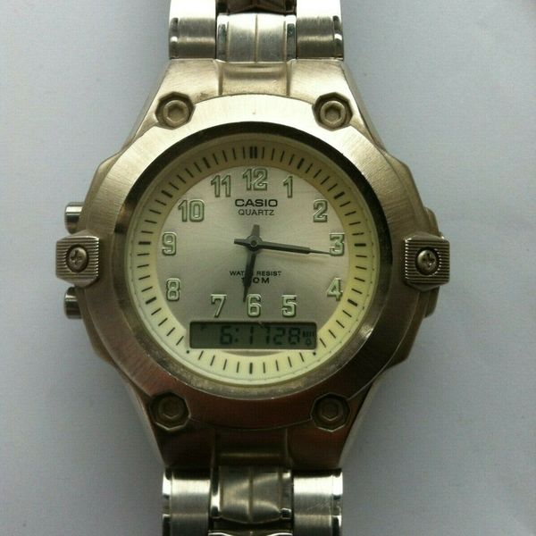 Vintage Casio 1301-MTA-4000 Analog/Digital display Stainless Steel ...