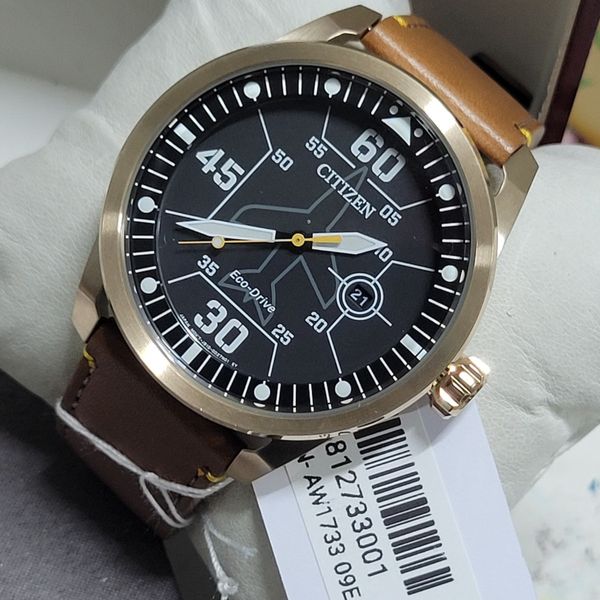 New Citizen Eco-Drive Avion Weekender Men's Brown 45MM Watch AW1733-09E ...