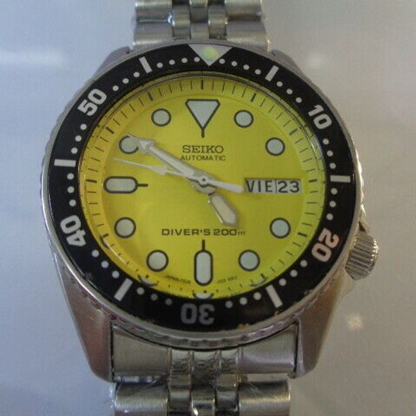 Seiko Diver Mens Watch Day & Date 7S26-0030 Yellow Dial SKX013 Dial SN ...