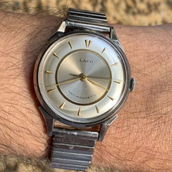 Beautiful Vintage Laco Hand-winding Mens Watch Steel Fancy Lugs 34mm ...