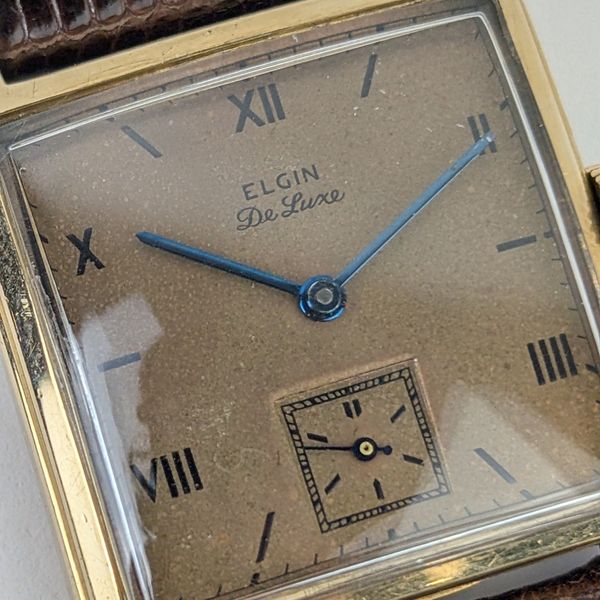 Elgin De Luxe Manual Wind Square Tank Watch 10k Gold Filled Vintage ...