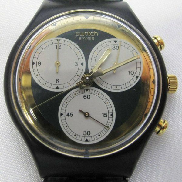 SWATCH WATCH CHRONO SCB107 ROLLERBALL 1990. BOX, BROCHURE, GUARANTEE ...