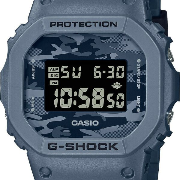 Casio Men's Camouflage Blue Grey Digital Resin Strap Watch DW5600CA-2 ...