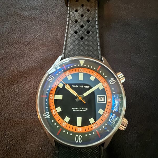 Dan Henry 1970 Automatic Diver Watch â 44mm Black and w/ Date â ...