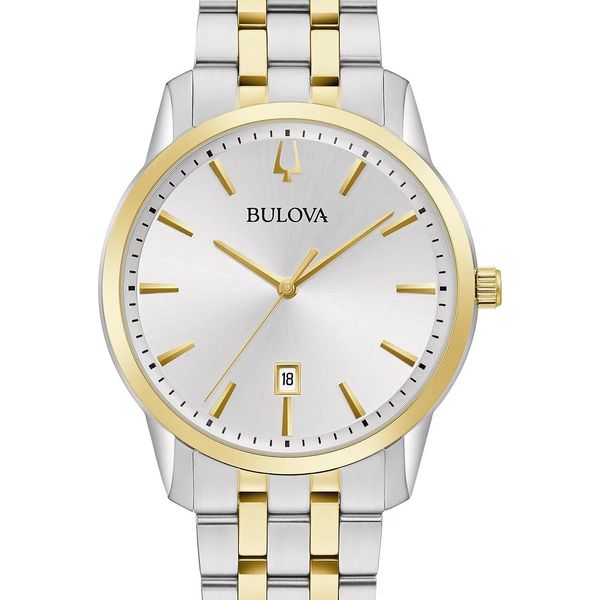 Bulova Sutton Quartz Silver Dial Two Tone Stainless Steel Men's Watch ...