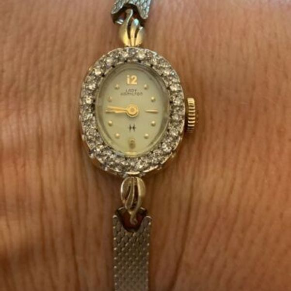 Vintage Lady Hamilton Watch 14K Gold, 10 Diamonds, 22 Jewel, 761 ...