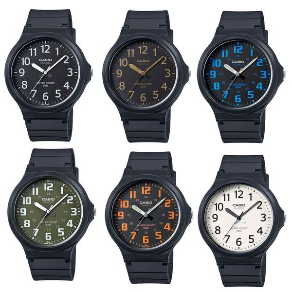 MW-240 Casio Men's Black Resin Band Easy Reader Dial Analog Watch MW240 ...