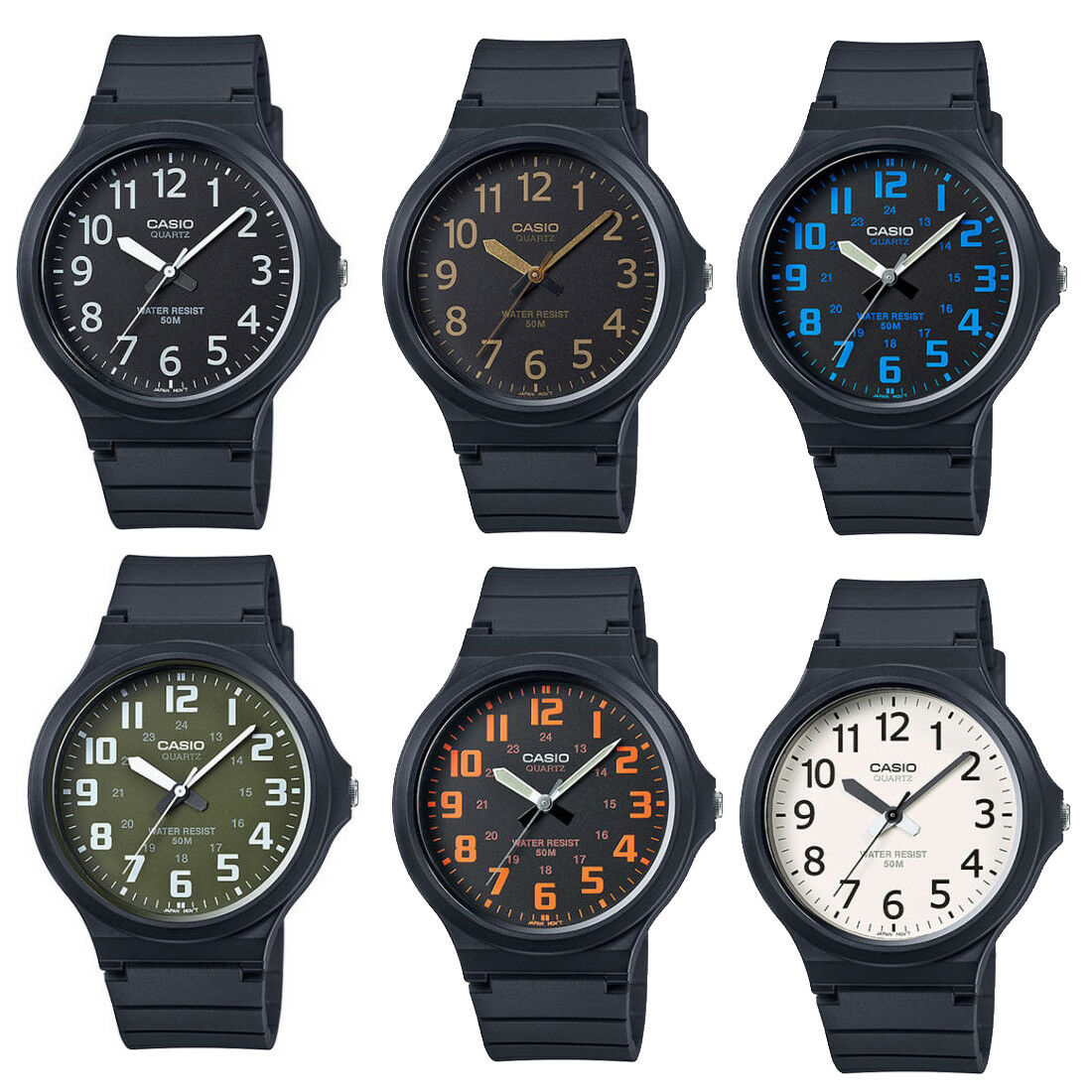 MW-240 Casio Men's Black Resin Band Easy Reader Dial Analog Watch MW240 ...