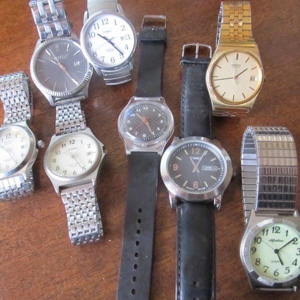 Men's Quartz Watch Lot - Seiko Timex Jupiter Caravelle J-Axis Script ...
