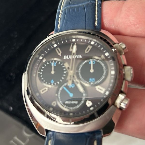 Bulova Curv Curve Chronograph 262khz Blue Dial Sapphire 42mm Watch ...