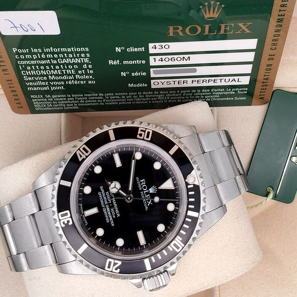 Rolex Submariner No-Date Black Dial Steel 40mm Watch 14060 Box Papers ...