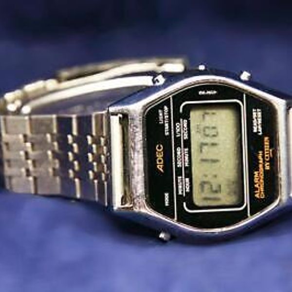 VINTAGE ADEC BY CITIZEN LCD ALARM-CHRONOGRAPH, NEW BATTERY, WORKING ...