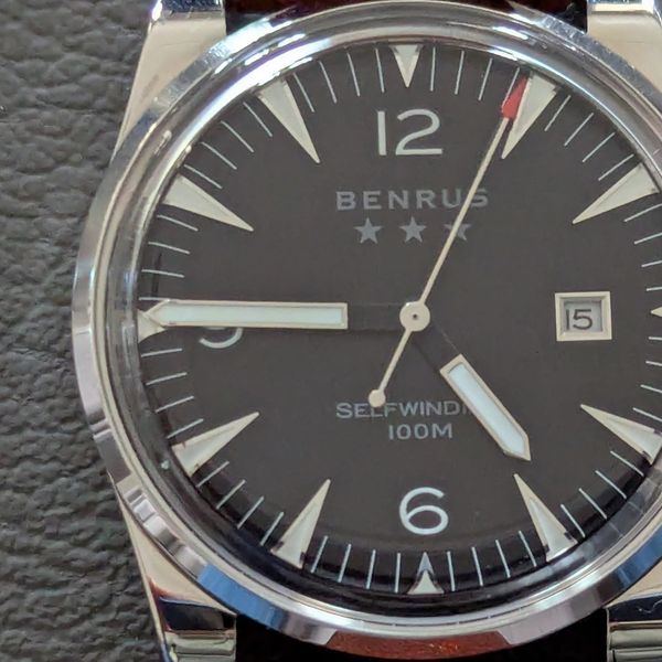 Benrus Classic Automatic Men's Black Dial Watch C2-P-BK-LBR ***MINT ...