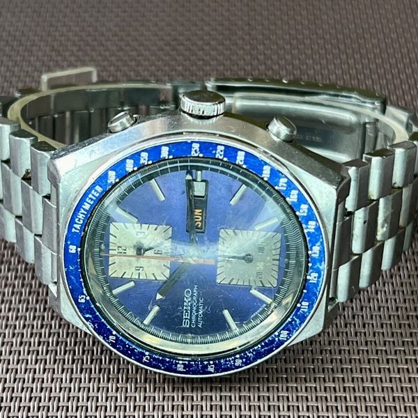 Seiko 6138-0030 Chronograph Automatic KAKUME Watch Men's Blue Dial ...
