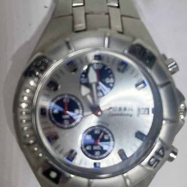 Mens FOSSIL BLUE SPEEDWAY Chronograph Watch CH2356 Stainless Steel New ...