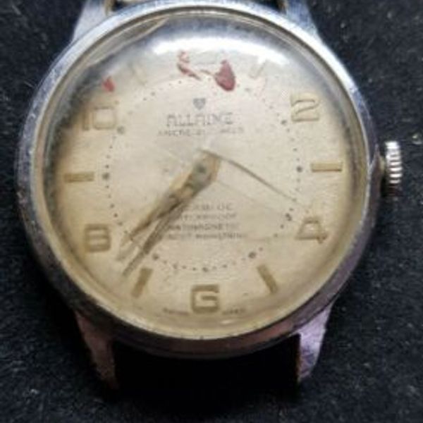 Vintage retro Allaine automatic Swiss watch - (for repair) 21 jewels ...