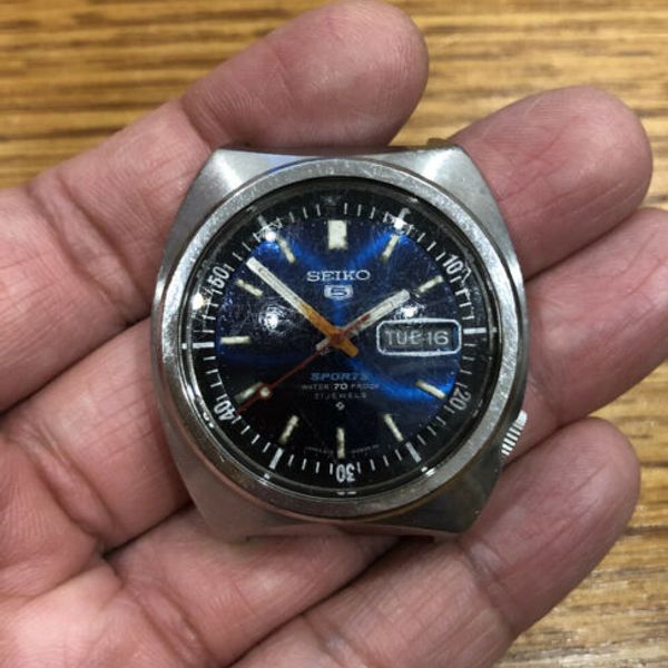 Rare Seiko 5 Sports Water70mproof 6119-6020 Blue Dial Internal Bezel ...