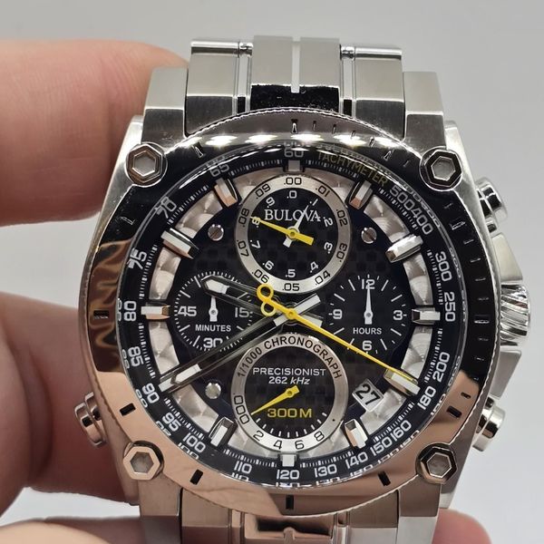 Bulova Precisionist Chronograph 96B175 Men's Watch Black Dial Quartz ...
