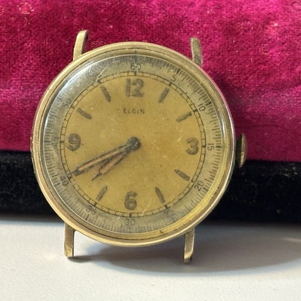 1940S WW2 ERA YELLOW GOLD FILLED ELGIN MEN'S WRIST WATCH Parts/Repair ...