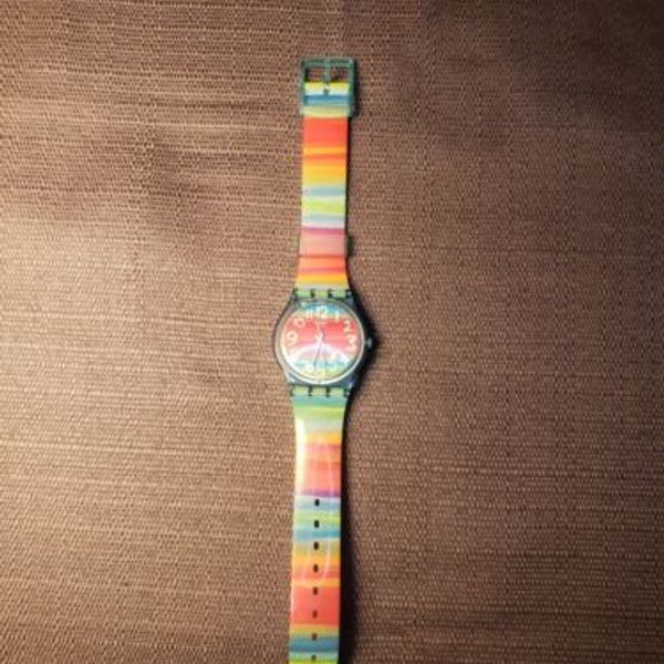 Vintage Swatch Watch COLOR THE SKY Design Rainbow Stripes | WatchCharts ...