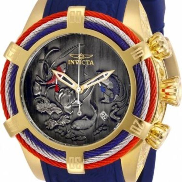 INVICTA BOLT TRI-CABLE KOI FISH CHRONOGRAPH 28212 MEN'S 54mm WATCH GOLD ...