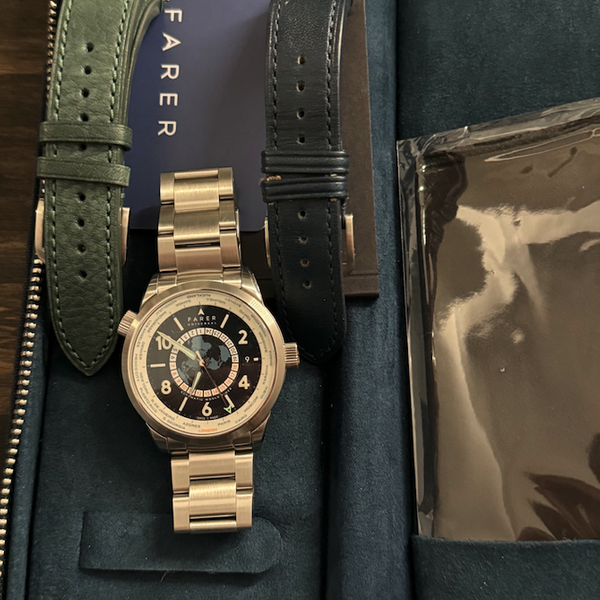 Farer Roche World Timer - bracelet, full kit, warranty, leather straps ...