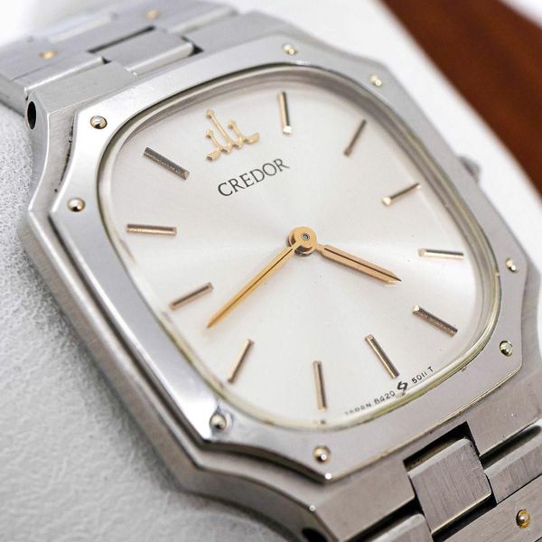 SEIKO Credor 8420-5010 Quartz Watch Slim Vintage Ladies Silver Gold ...