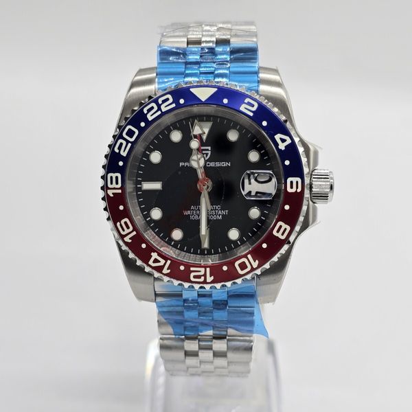 New Automatic Blue Red GMT SEIKO NH34 Men s Watch Mechanical Rotating ...