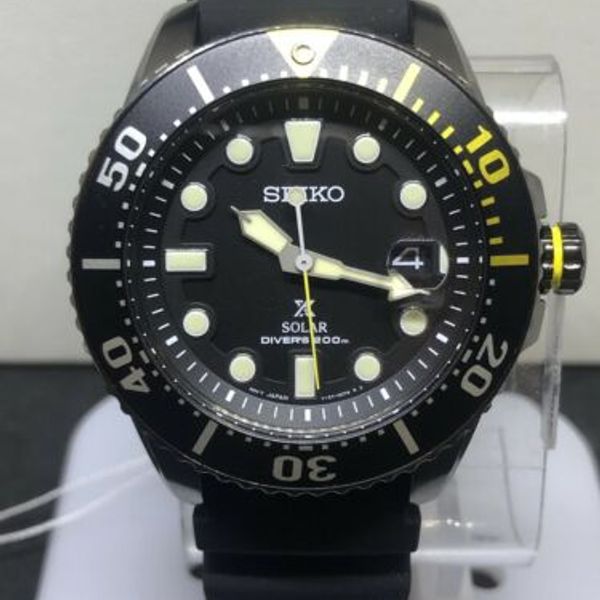 New Seiko SNE441 Men’s PROSPEX Solar Dive Black Dial Rubber Strap Watch ...